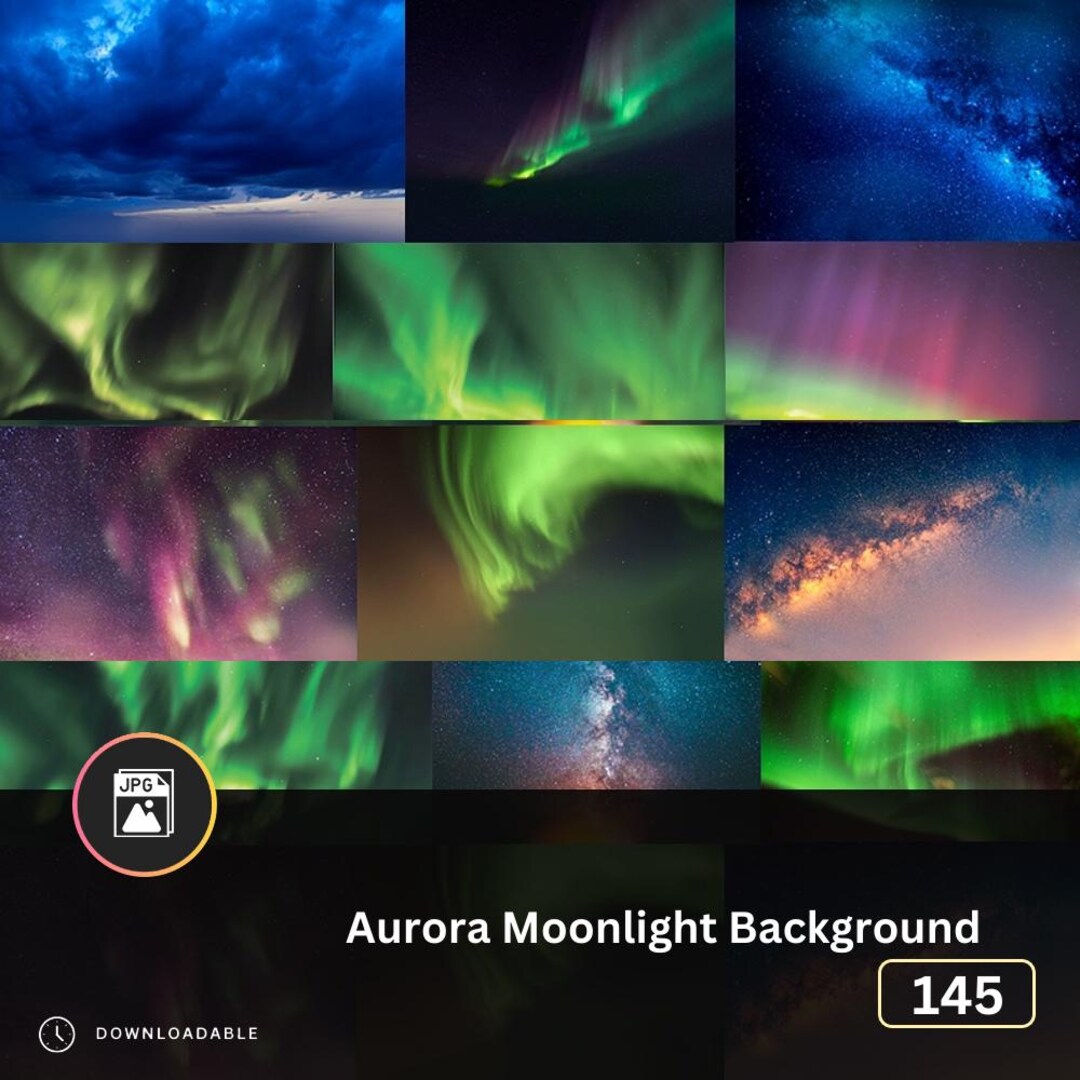 145 Aurora Moonlight Procreate Background for Procreate & PS - Stunning HD Night Sky and Moon ...