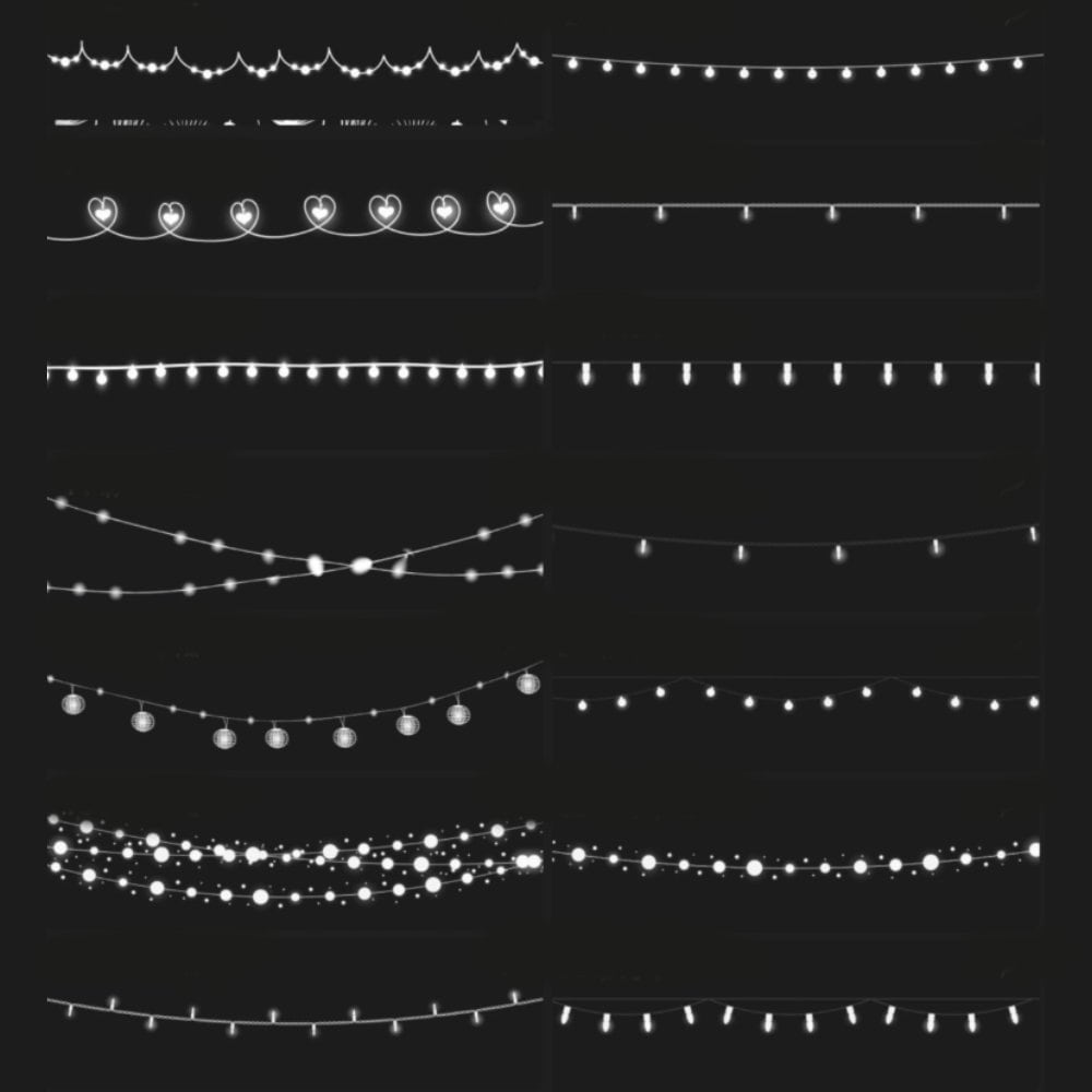 38 Fairy Light Festive String Lights Stamp Brushes for Procreate ...