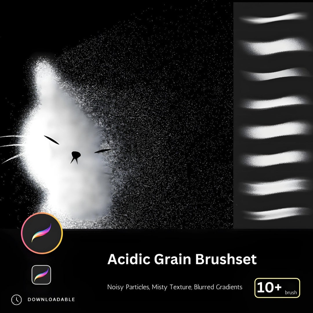 10+ Acidic Grain Brushes for Procreate | Noise, Particle, Hazy Texture ...