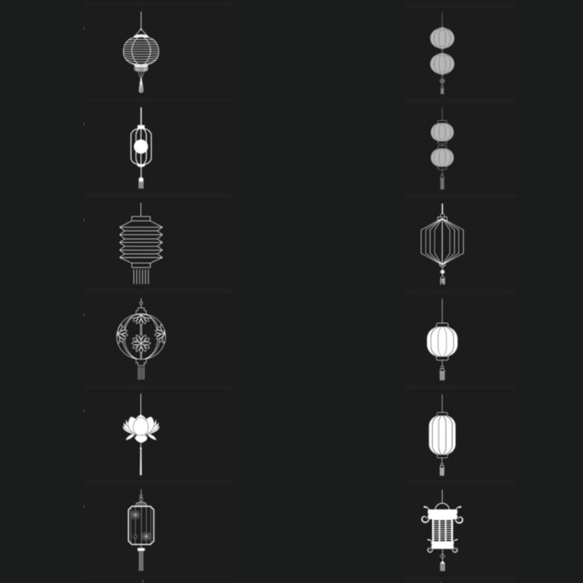 50 Lantern Brushes for PS & Procreate Stamps, Chinese and Japanese ...