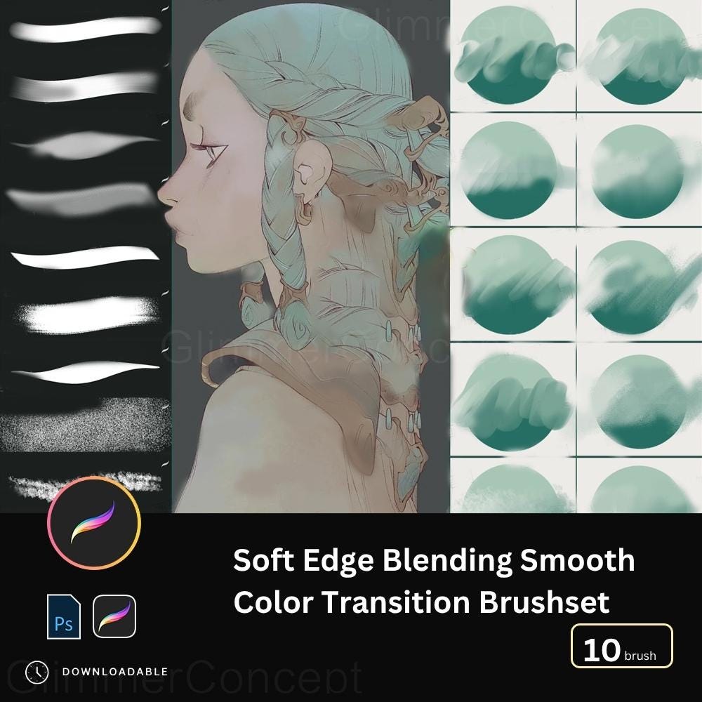 10+ Soft Edge Blending Procreate Brush PS Brush Smooth Color Mixing ...
