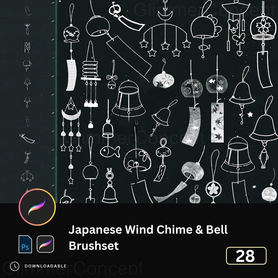 Japanese Wind Chime Procreate & Photoshop Brushset – Furin, Hand-drawn ...
