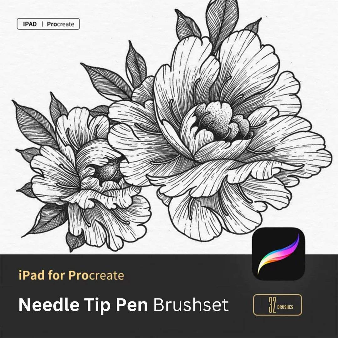 32 Felt Tip and Fine Liner Brush Set for Procreate | Micron, Mono ...