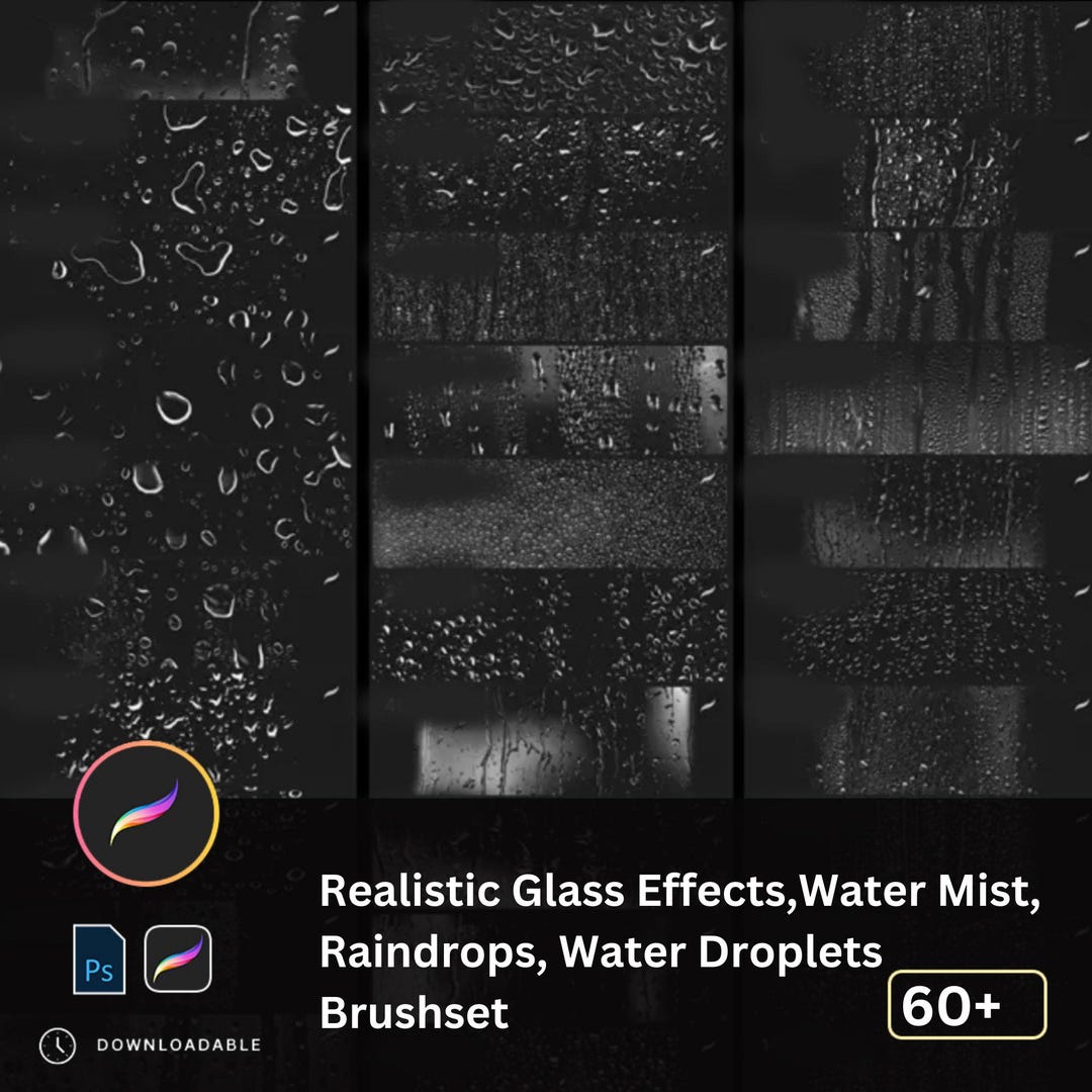 Realistic Glass Effect Brushes, Water Mist, Raindrops, Water Droplets ...