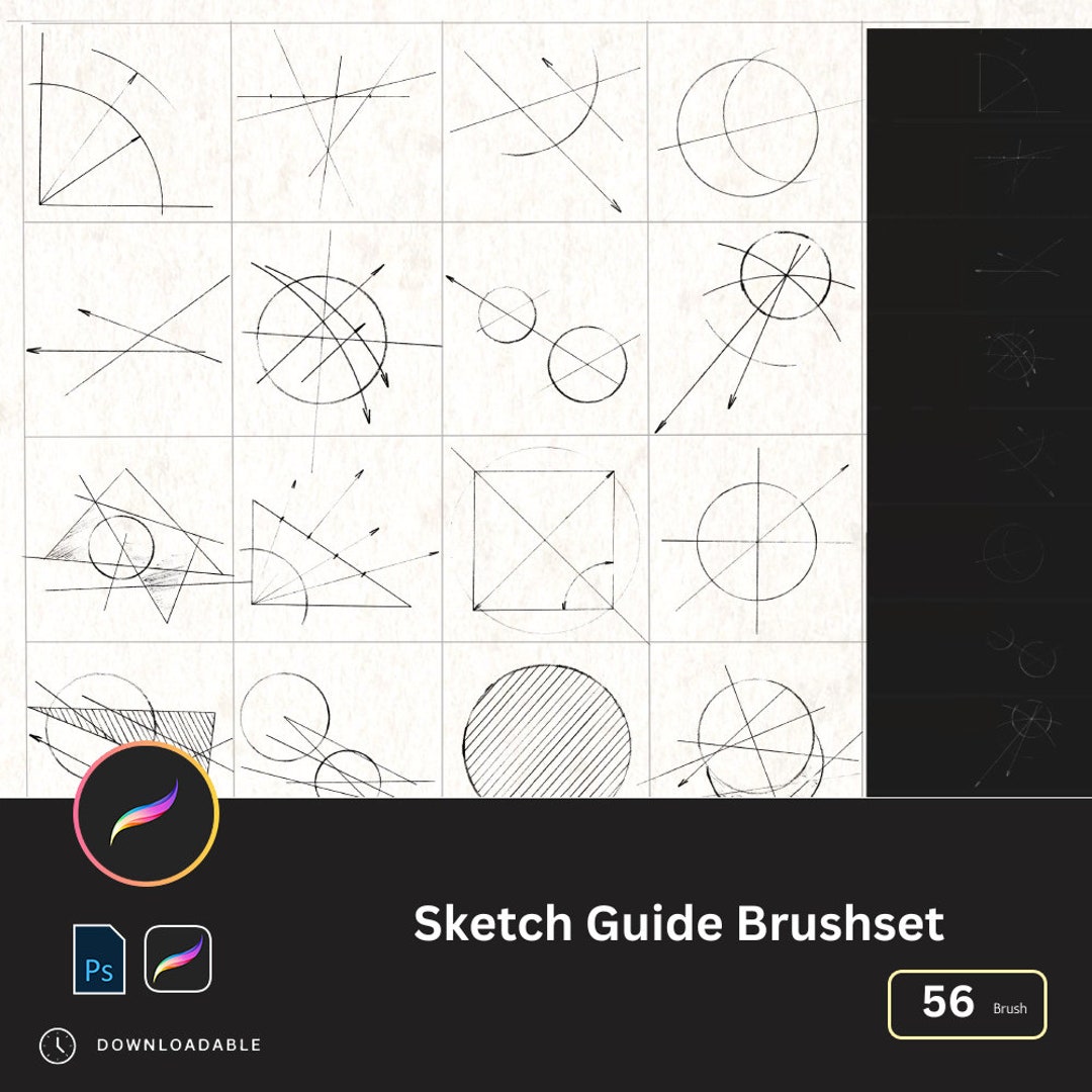 50+ Sketch Guide Brushes for Procreate & Photoshop | Architecture ...