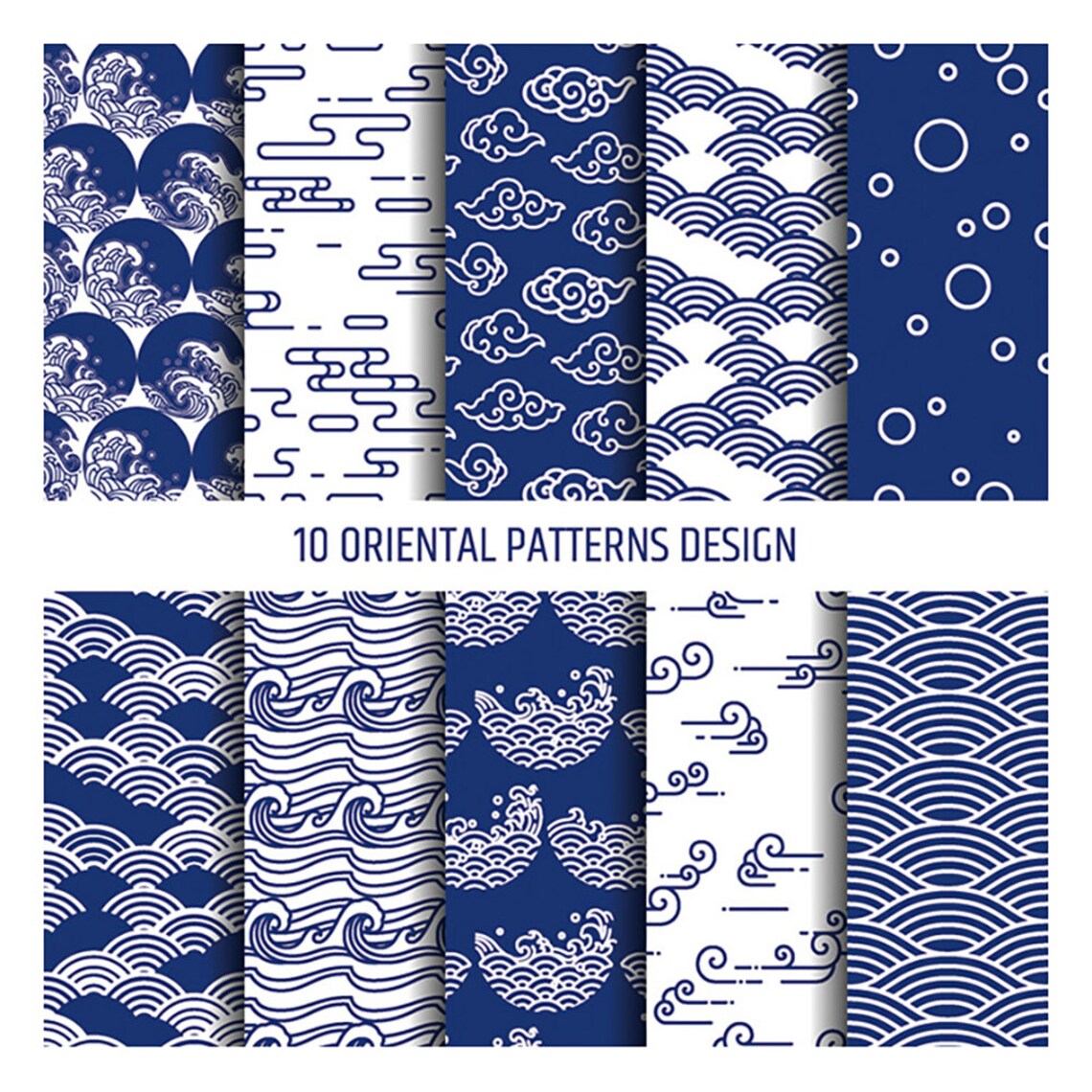 Japanese Ocean Wave Texture Bundle Water Ripple Pattern Background Set ...