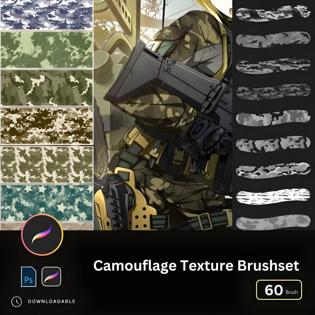 60 Camouflage Texture Brushes for PS Procreate | Fabric, Background ...