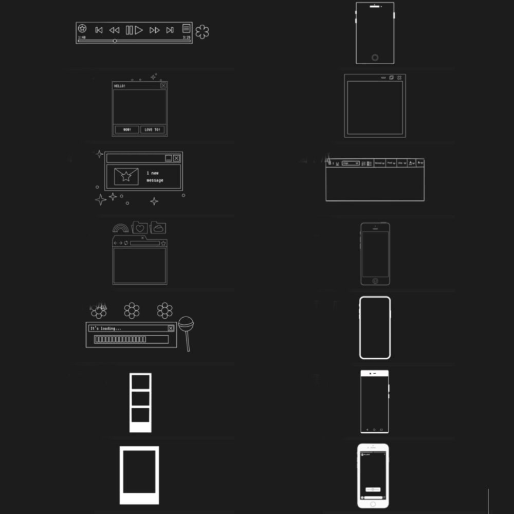 48 Y2K Electronic Popup Retro Phone Frames | Cartoon Music Player ...