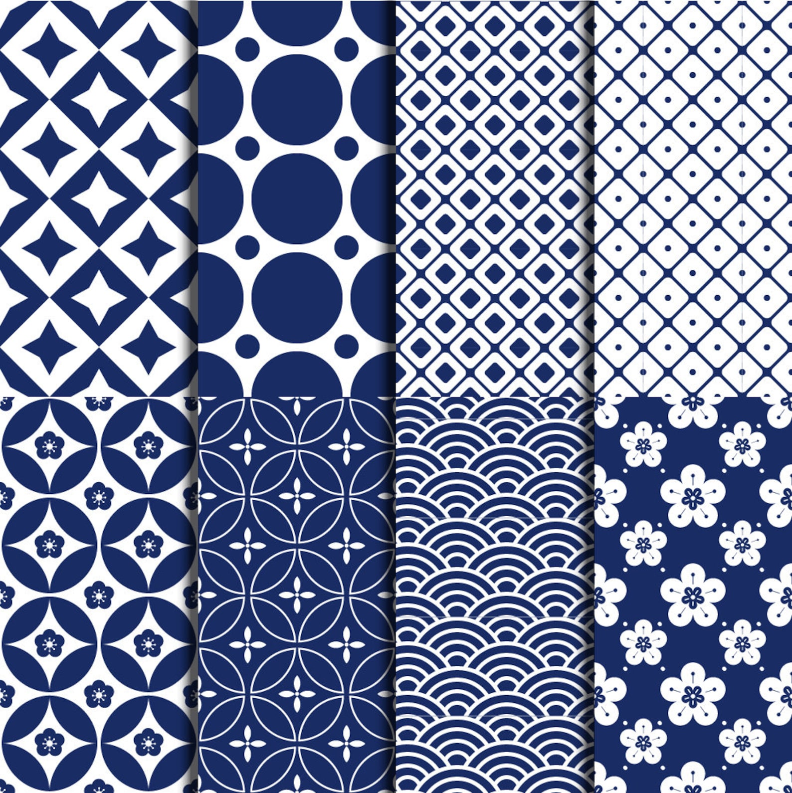 Japanese Ocean Wave Texture Bundle Water Ripple Pattern Background Set ...