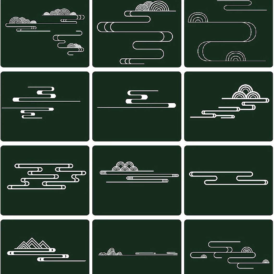 60 Traditional Classic Cloud Patterns Chinese Style Brushes | Mountain ...