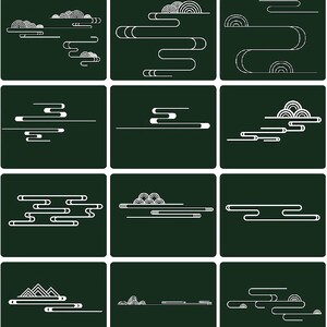 60 Traditional Classic Cloud Patterns Chinese Style Brushes | Mountain ...