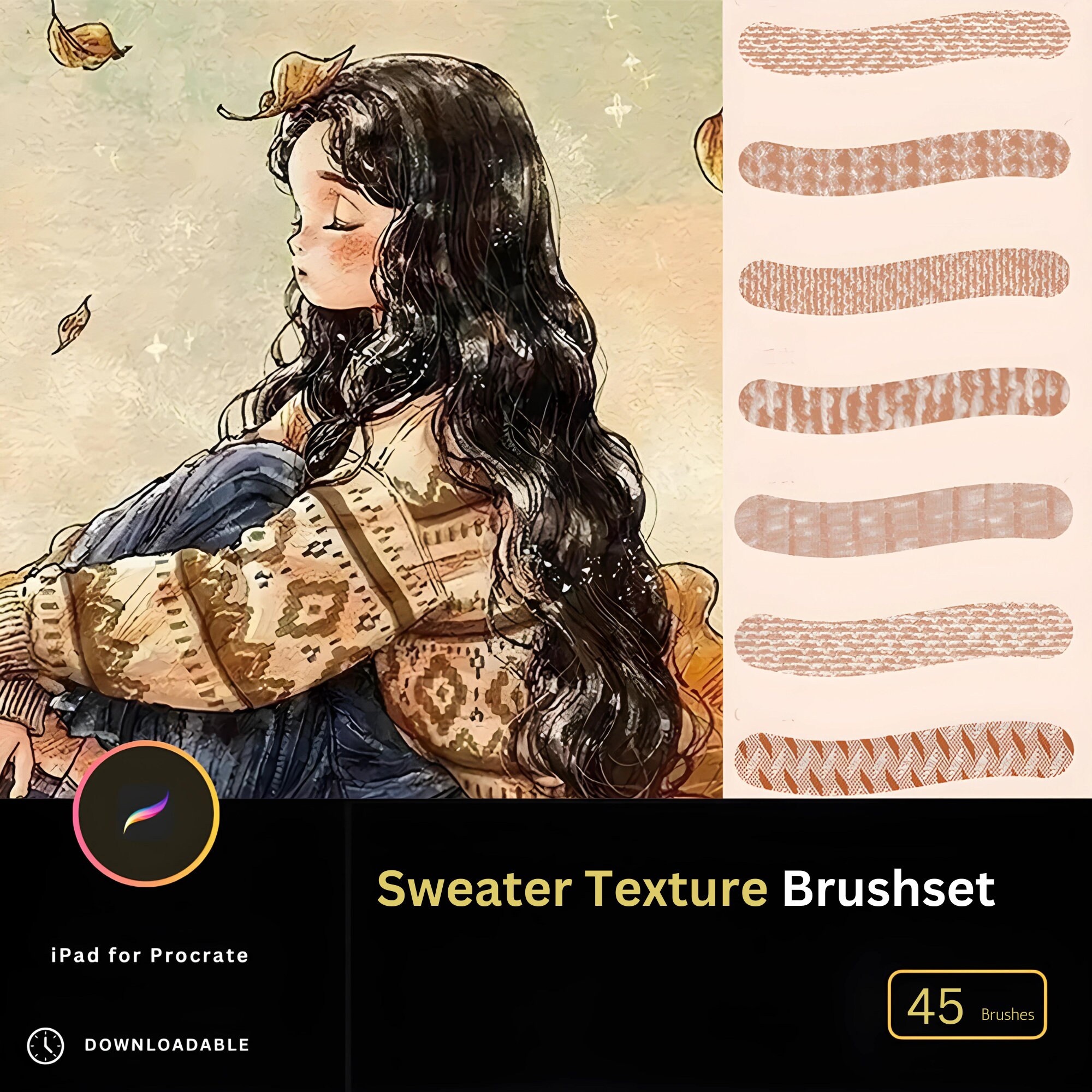 45 Procreate Sweater Texture Brushes, Retro Wool Sweater Texture for ...