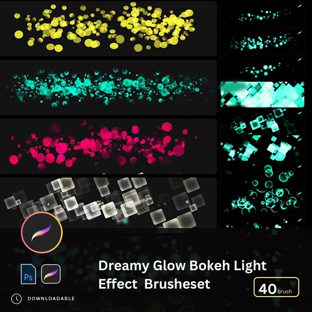 Dreamy Glow Procreate Photoshop Brushes, Bokeh Light Effect Brush Set for Sparkle Particles ...