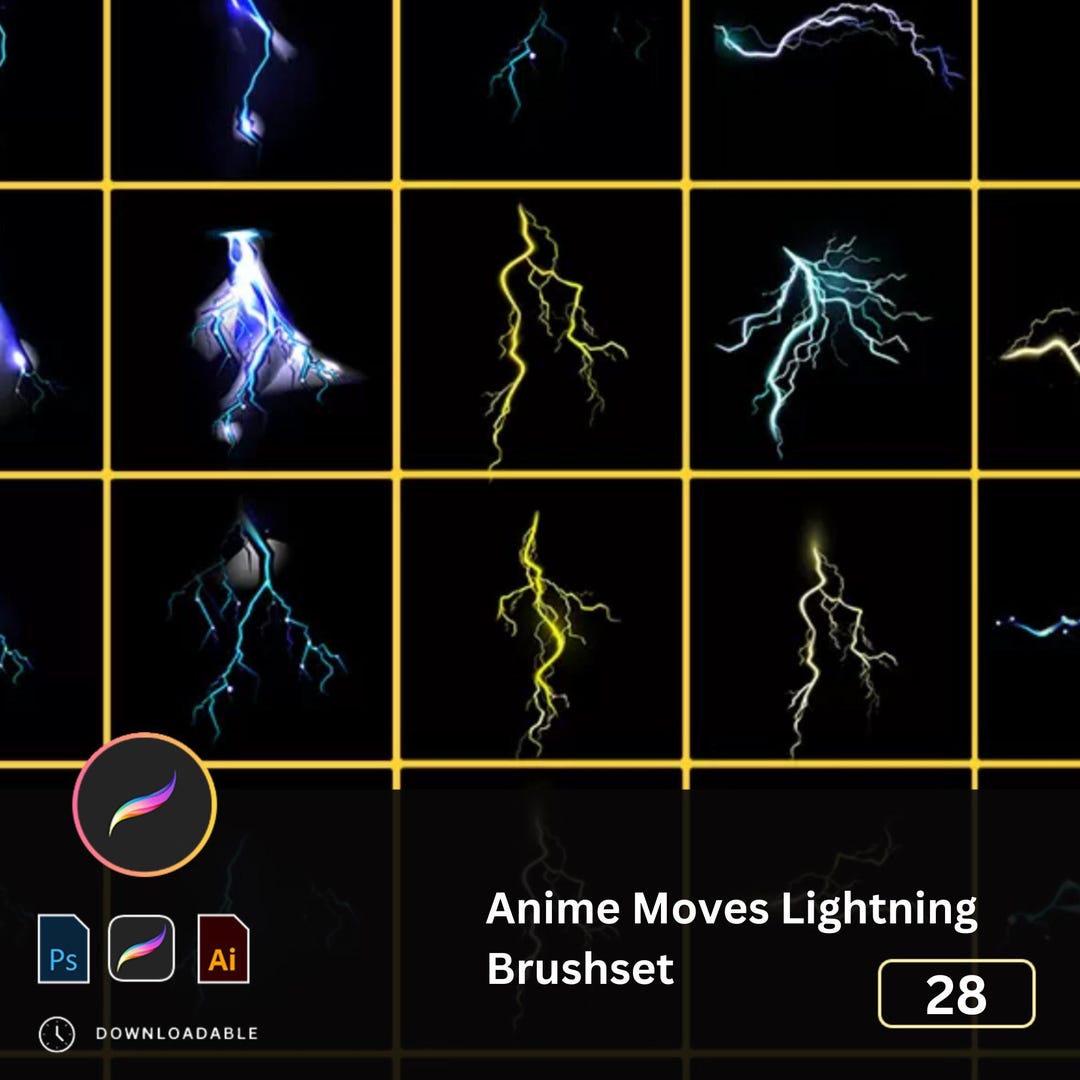20+ Animate Moves Lightning ,procreate Lightning Brush Pack | PS Lightning Brushes | AI Vector ...