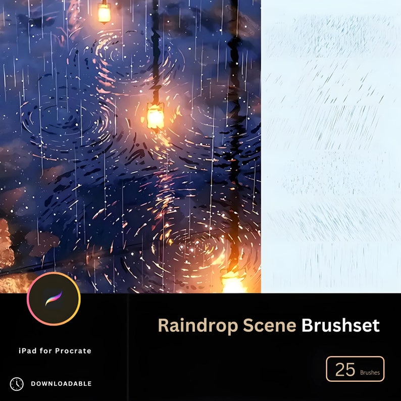25 Japanese Anime raindrop scene illustration painting Rain Brush, Rain ...