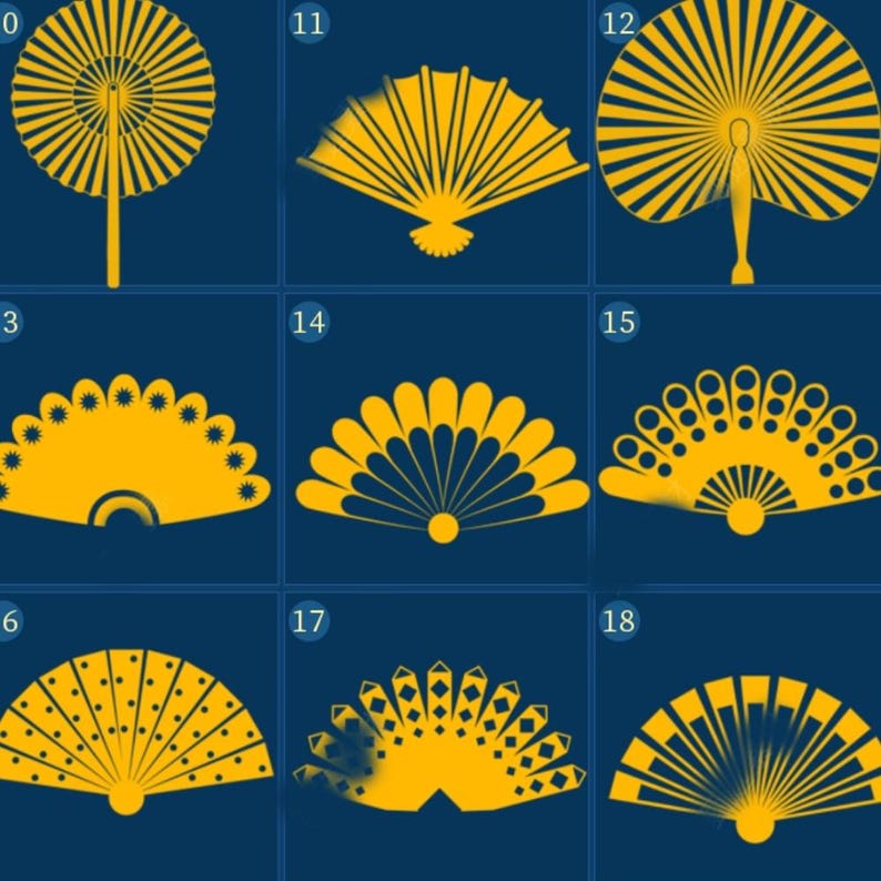 Classical Chinese Fan Procreate & Photoshop Brushset, Traditional Hand ...