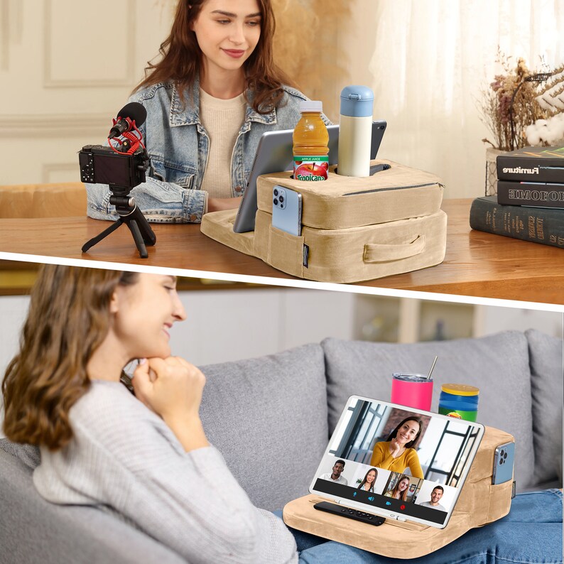 Tabcouchcaddy Couch Cup Holder & Tablet Pillow for Bed, Sofa, Car Holds ...