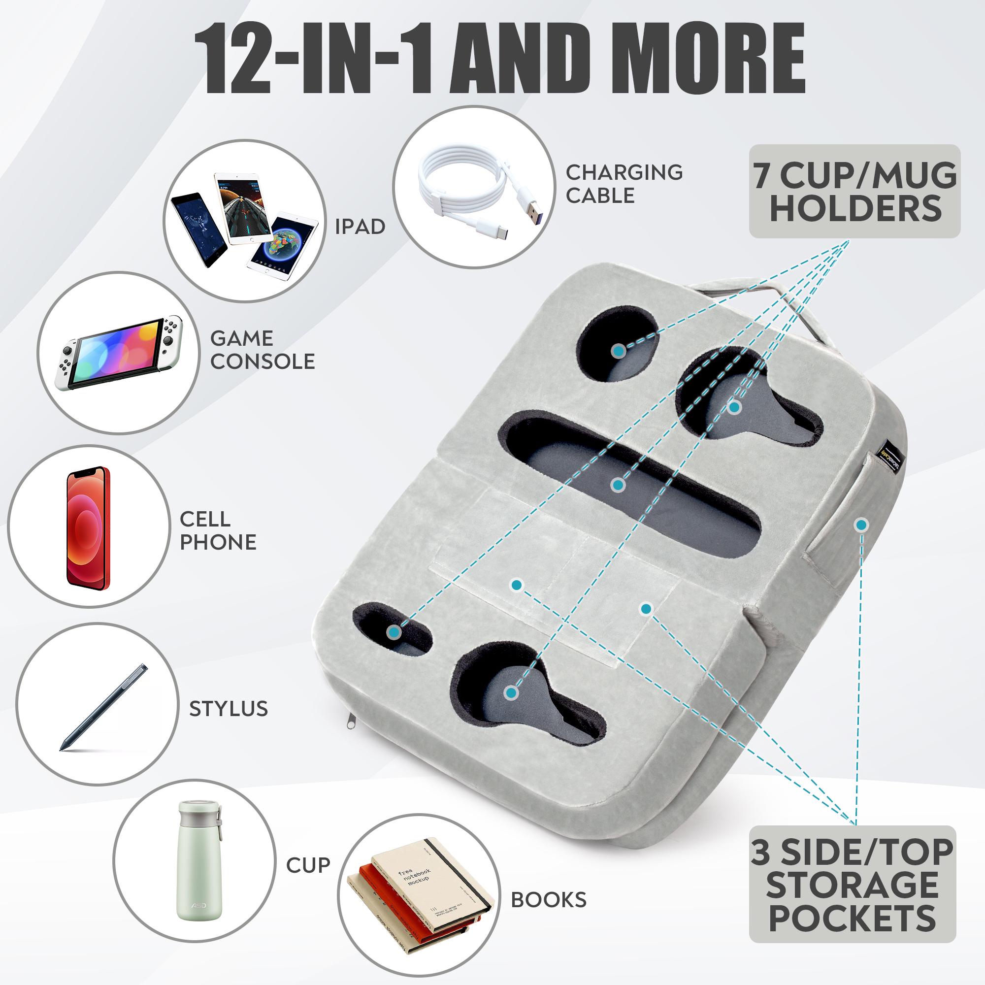 Tabcouchcaddy - Couch Cup Holder & Tablet Pillow for Bed, Sofa, Car ...