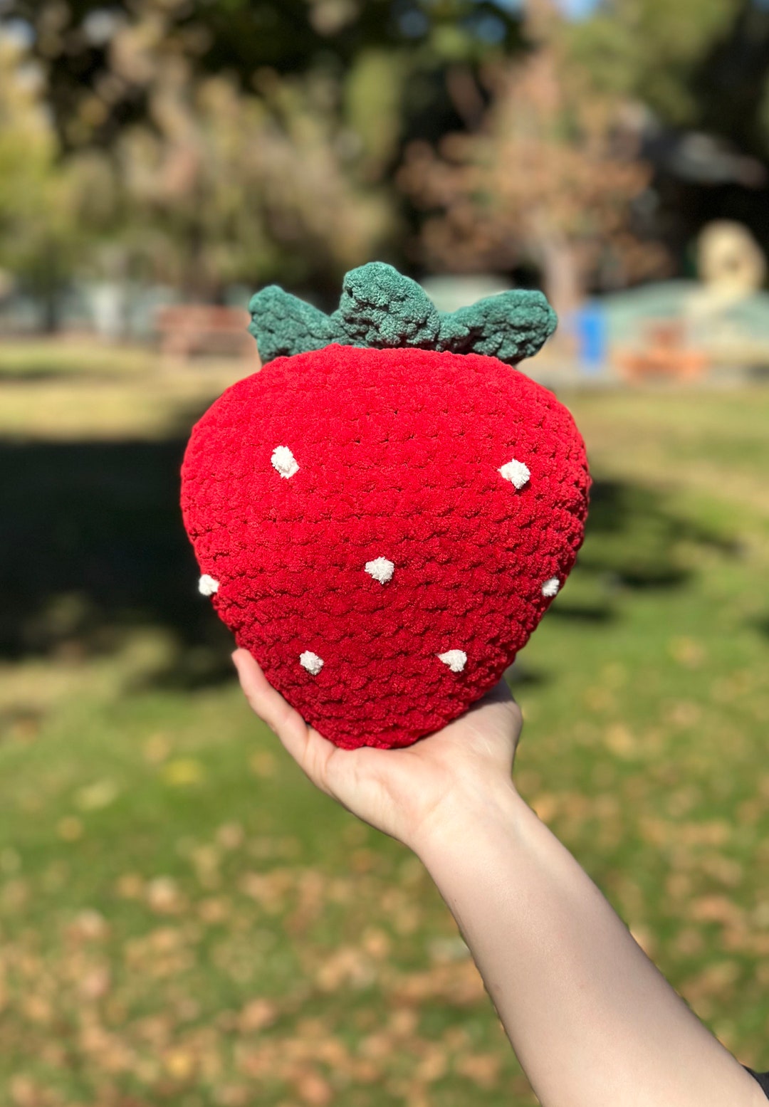 Crochet Amigurumi Strawberry // Cottage Core Pillow // Cute Homewares ...