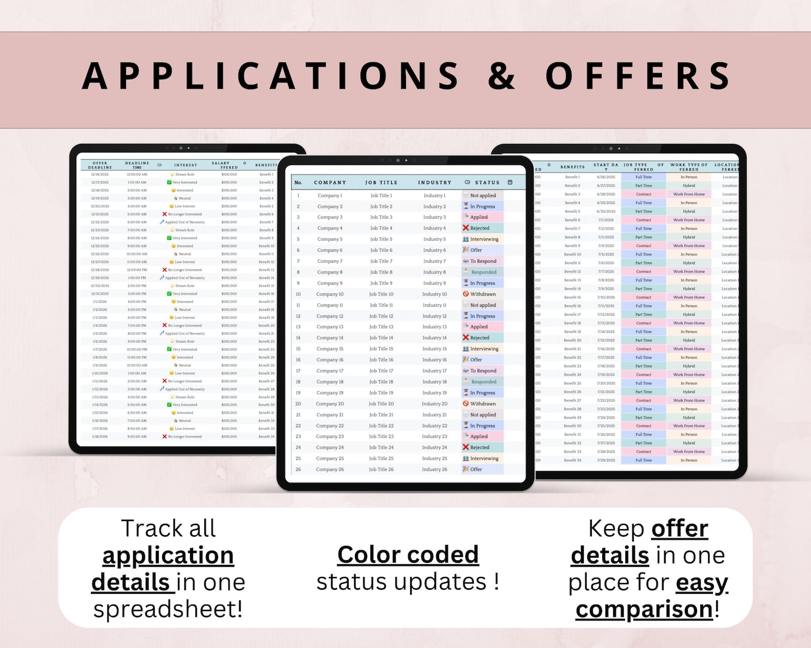 Job Application Tracker Google Sheets Job Planner Interview Job Search ...