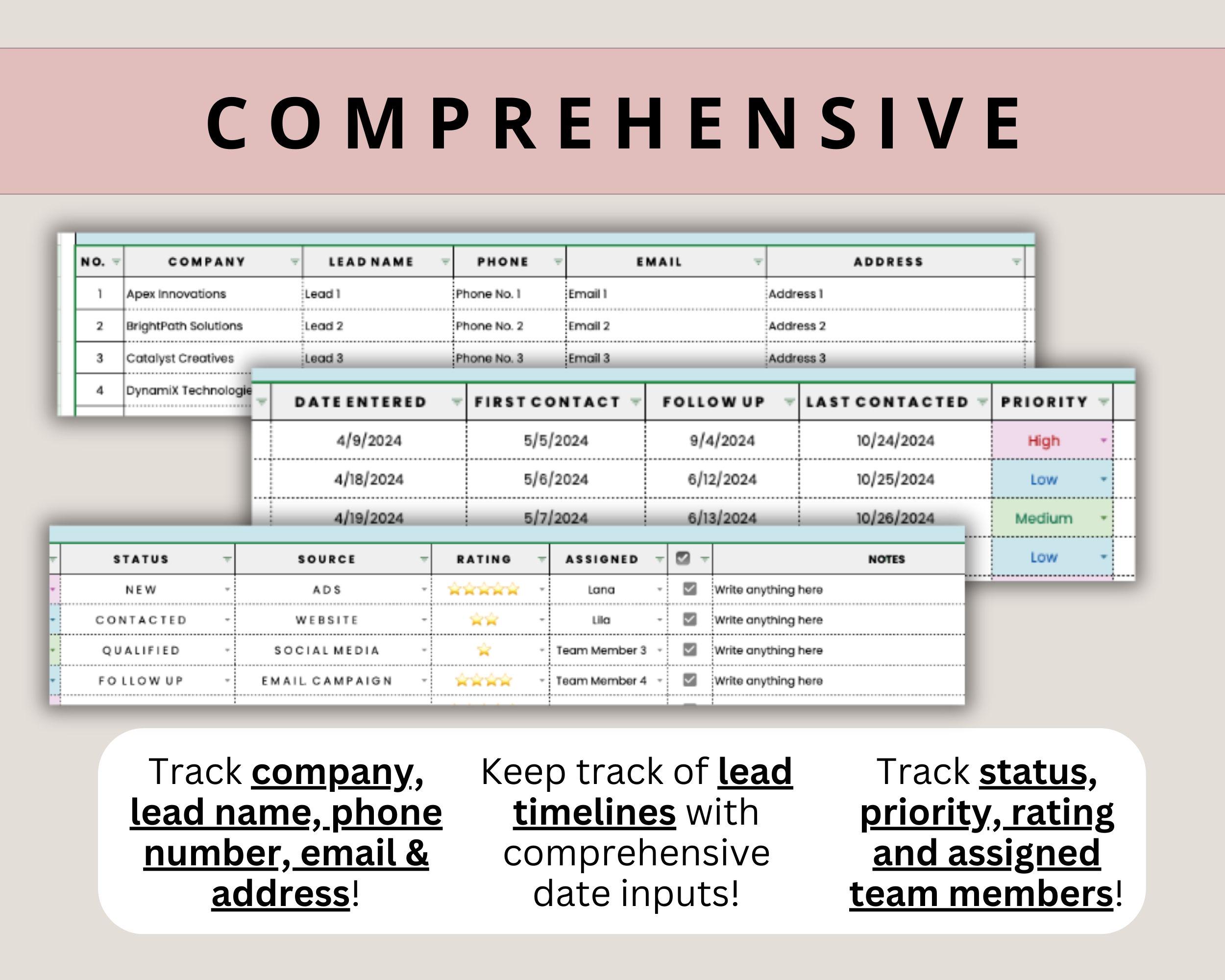 Lead Tracker Spreadsheet Google Sheets Sales Digital Client List ...