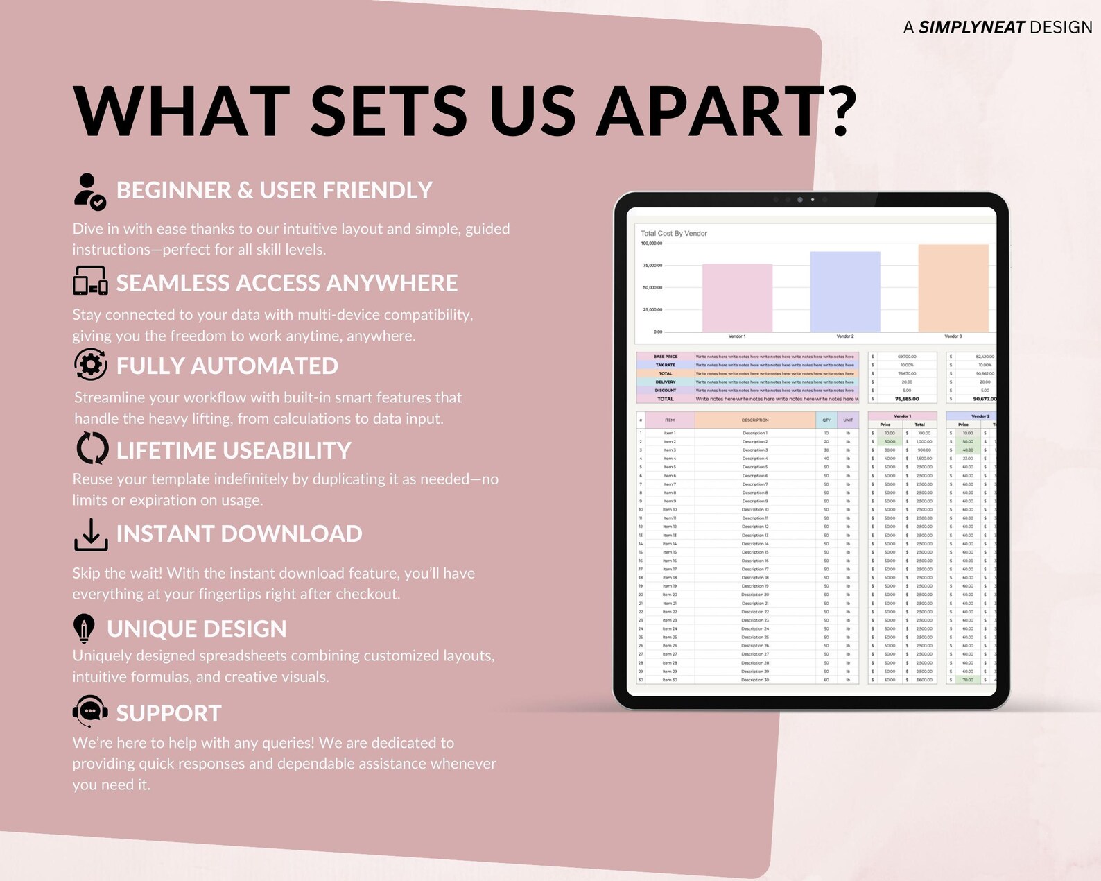 Vendor Comparison Spreadsheet Google Sheets Cost Analysis Tool Price ...