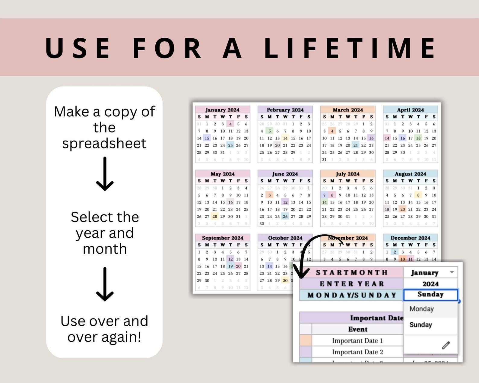 Yearly Calendar Spreadsheet Google Sheets Annual Schedule to Do List ...