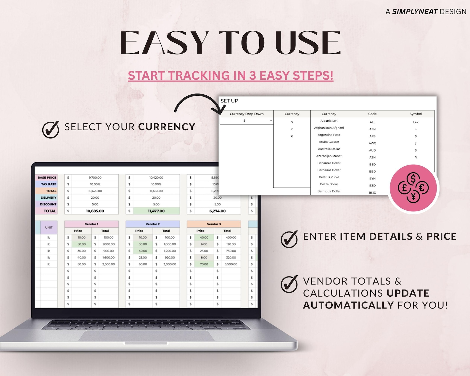 Vendor Comparison Spreadsheet Google Sheets Cost Analysis Tool Price ...