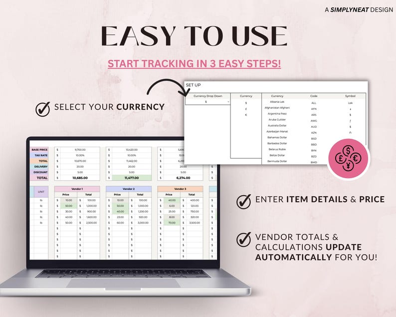 Vendor Comparison Spreadsheet Google Sheets Cost Analysis Tool Price ...