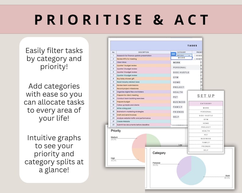 Eisenhower Matrix Google Sheets Spreadsheet Smart Calendar Priority ...