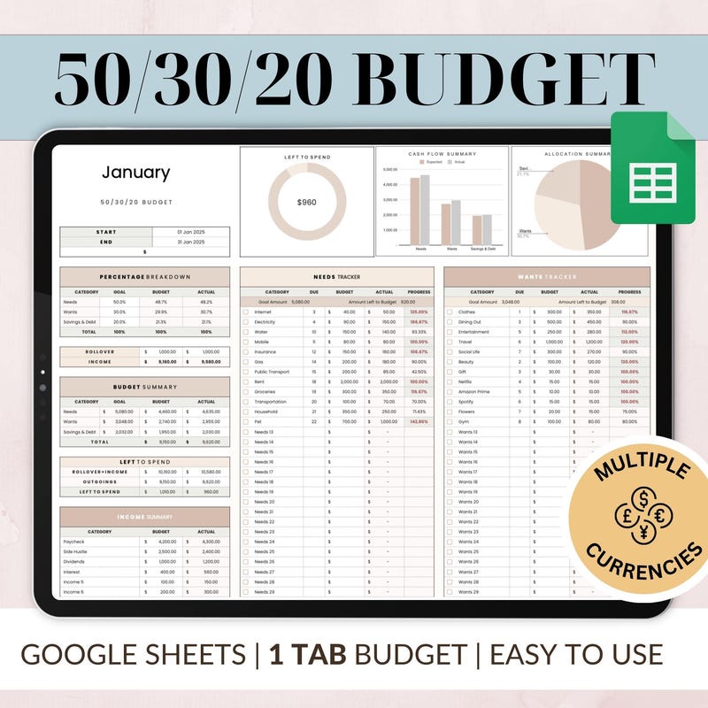 Budget Category Dashboard - Etsy