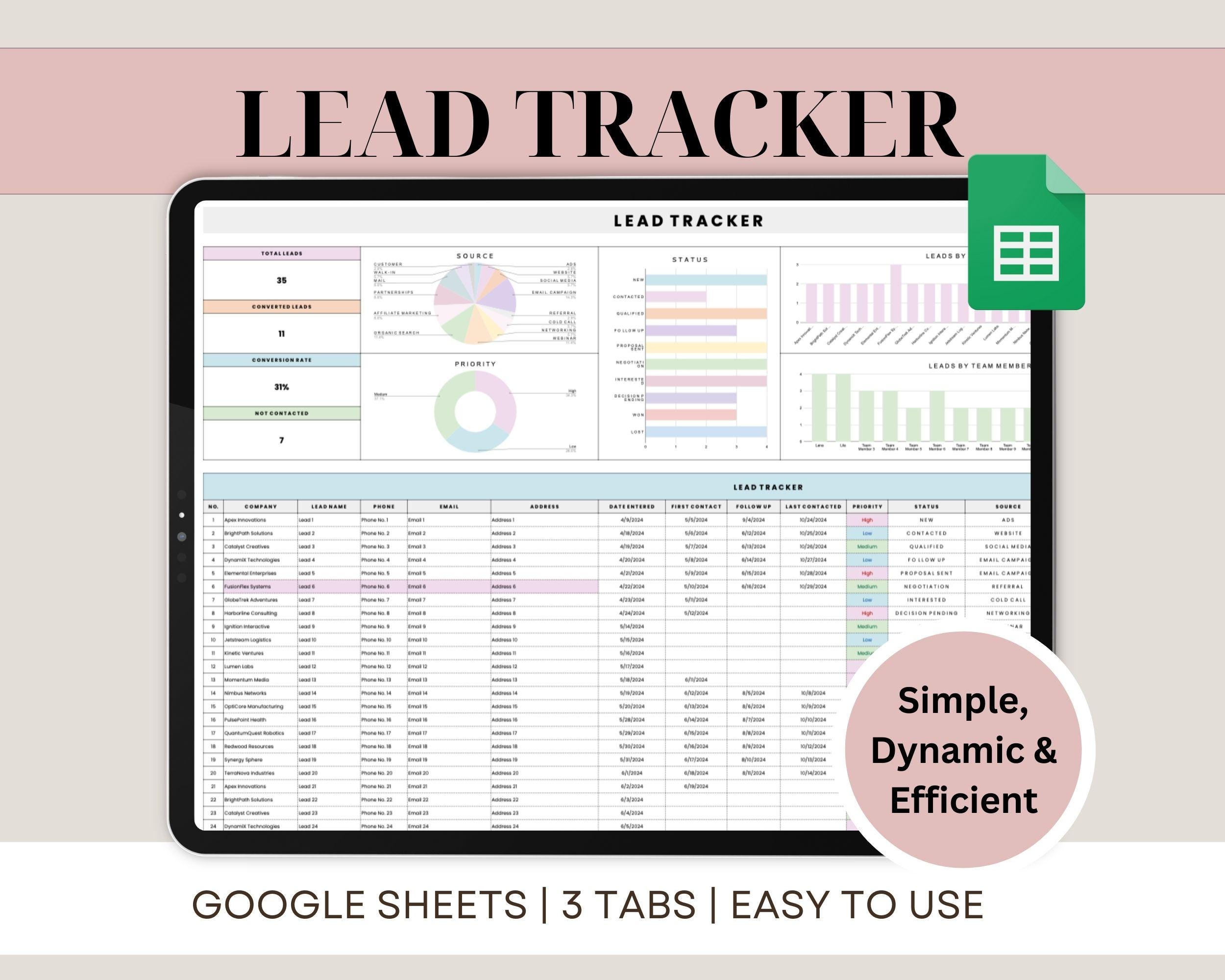 Lead Tracker Spreadsheet Google Sheets Sales Digital Client List ...