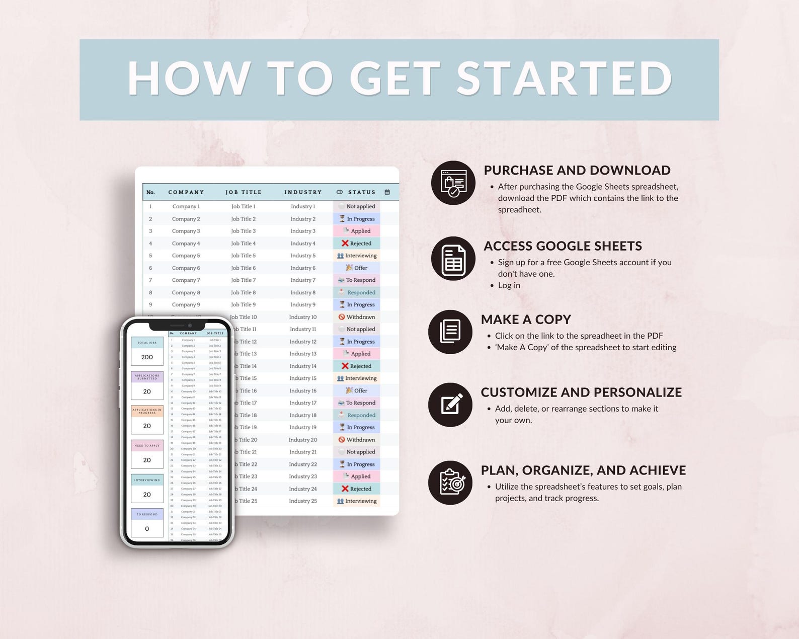 Job Application Tracker Google Sheets Job Planner Interview Job Search ...