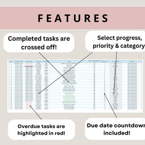 Task Tracker Spreadsheet Smart Calendar Google Sheets to Do List ...