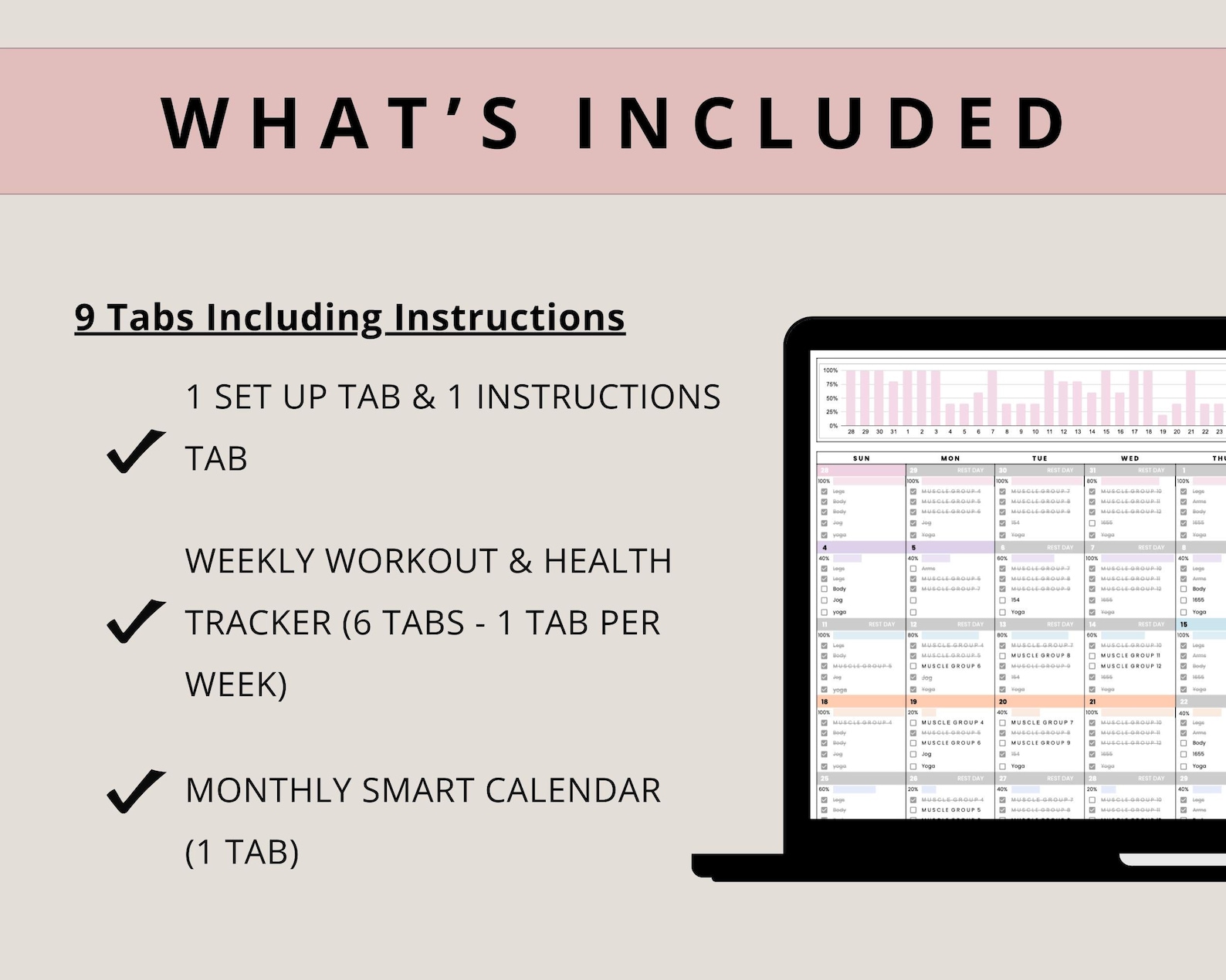 Workout Planner Google Sheets Spreadsheet Exercise Tracker Fitness Gym ...