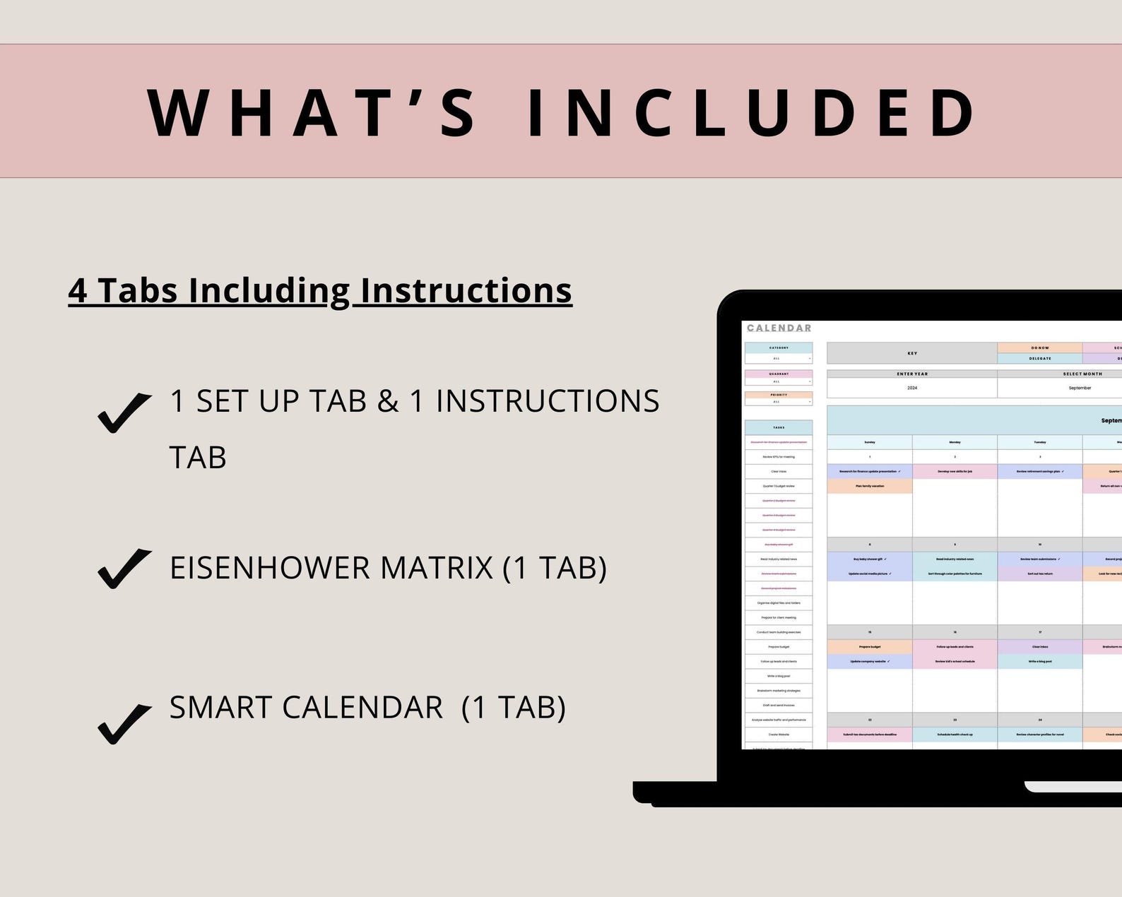 Eisenhower Matrix Google Sheets Spreadsheet Smart Calendar Priority ...