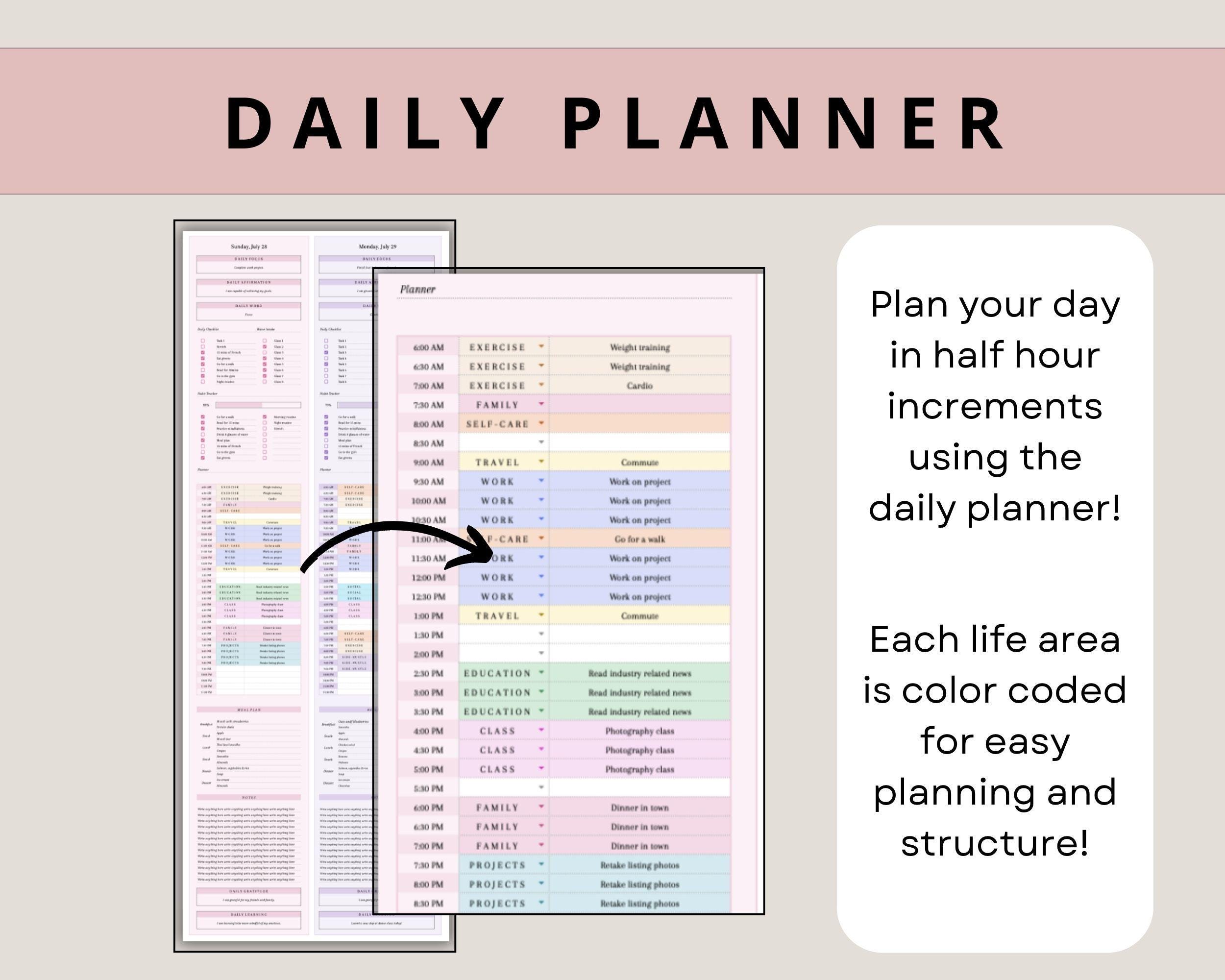 Digital Planner Spreadsheet Google Sheets Time Blocking Monthly ...