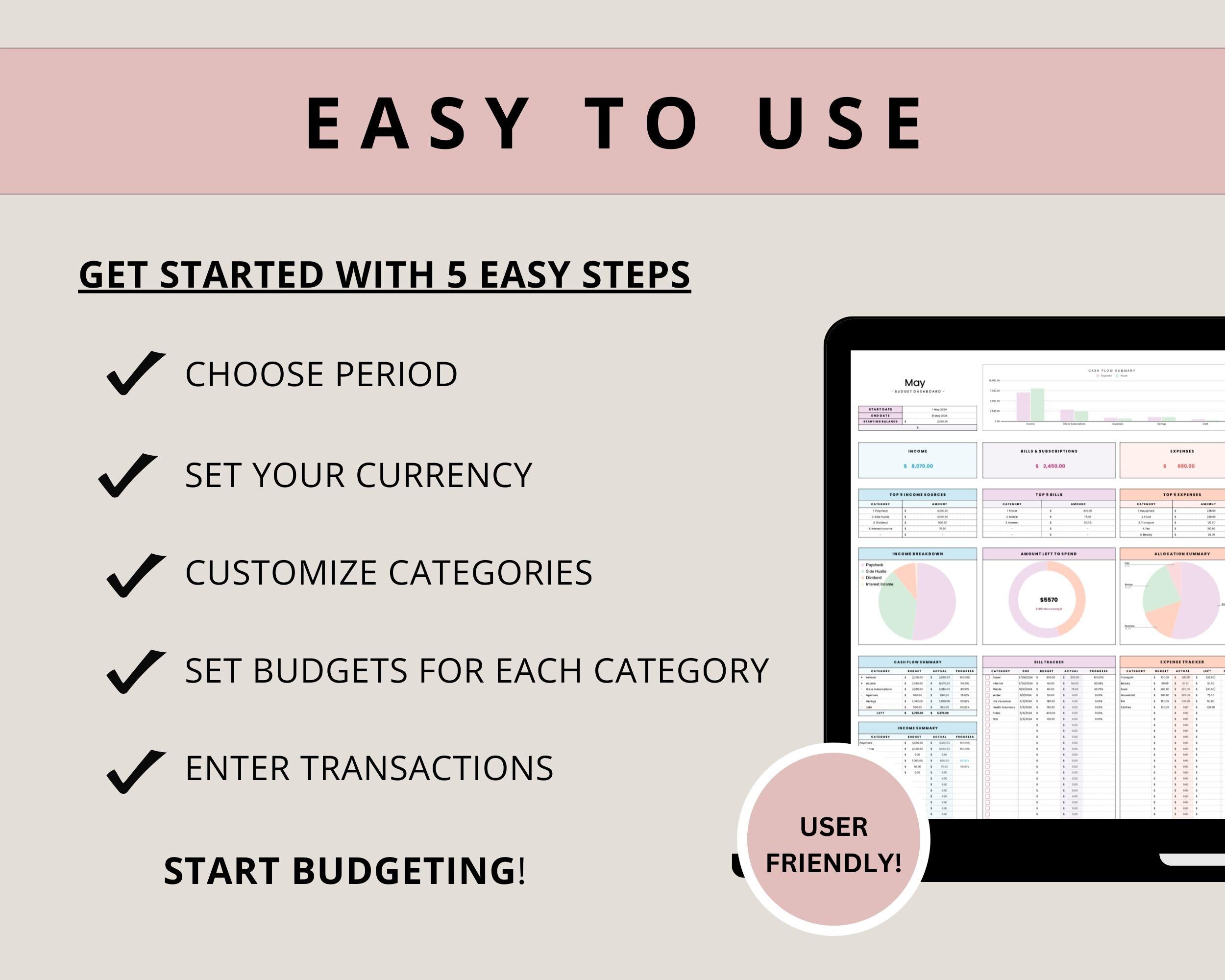 Monthly Budget Planner Google Sheet Budget Spreadsheet Paycheck Budget ...