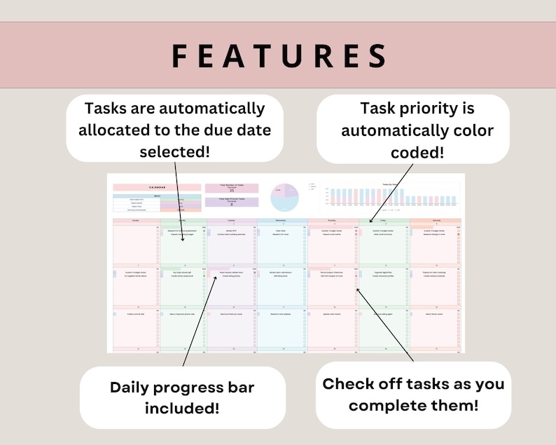 Task Tracker Spreadsheet Smart Calendar Google Sheets to Do List ...