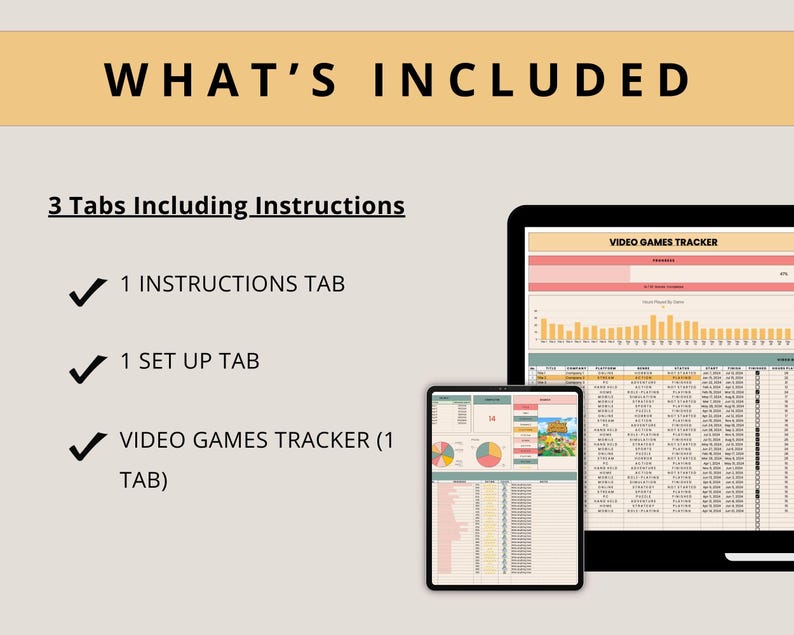 Gaming Tracker Google Sheets Video Game Log Spreadsheet Gaming Planner ...