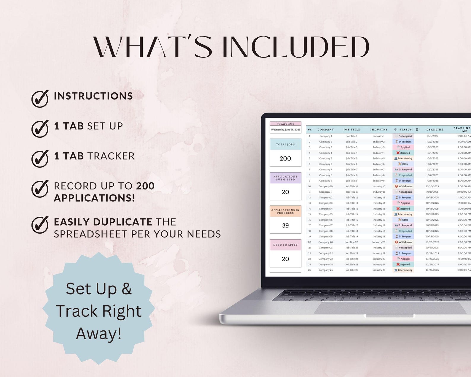 Job Application Tracker Google Sheets Job Planner Interview Job Search ...
