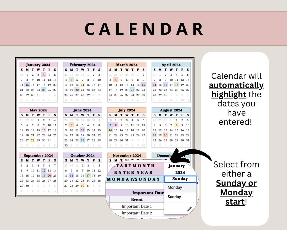 Yearly Calendar Spreadsheet Google Sheets Annual Schedule to Do List ...