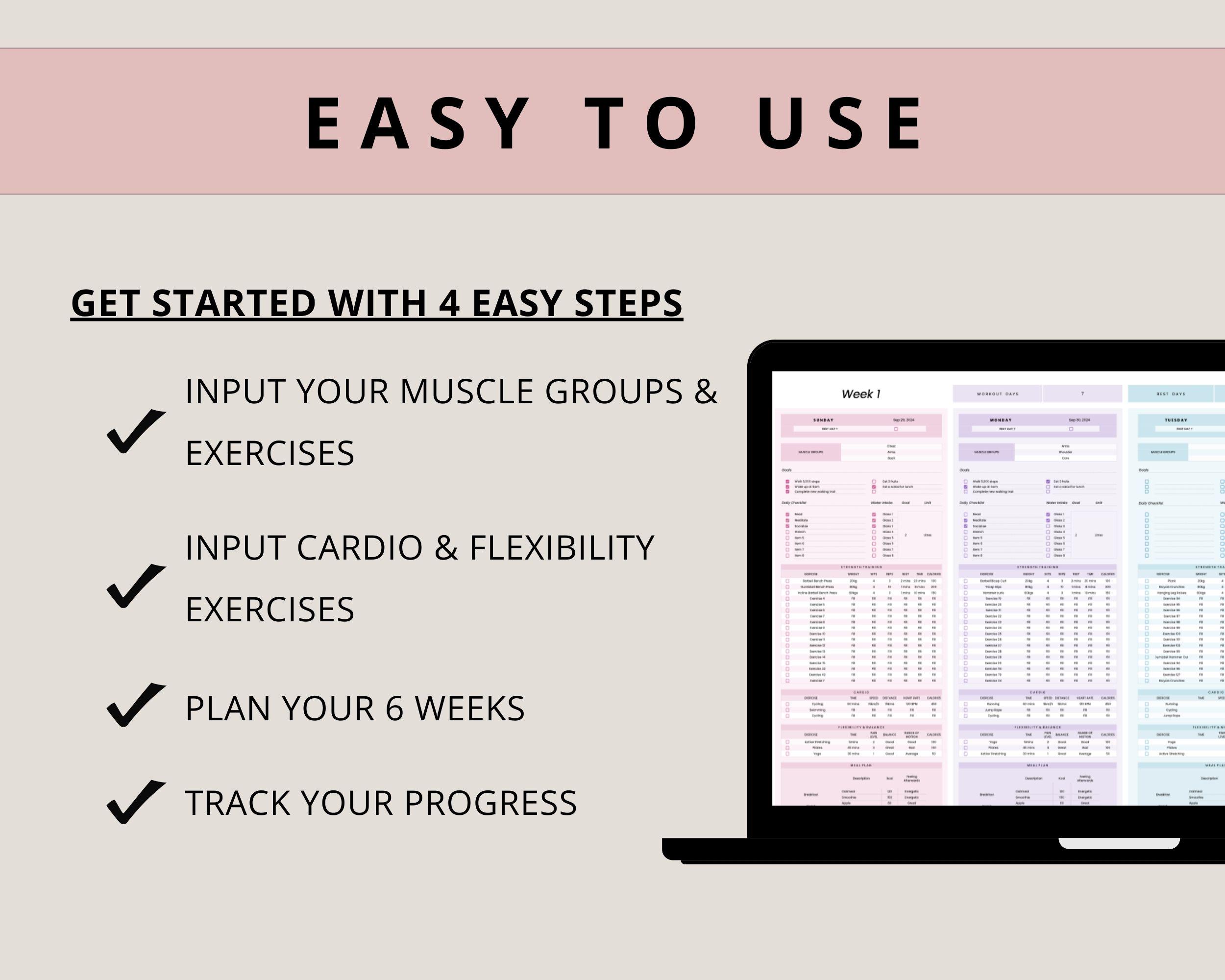 Workout Planner Google Sheets Spreadsheet Exercise Tracker Fitness Gym ...