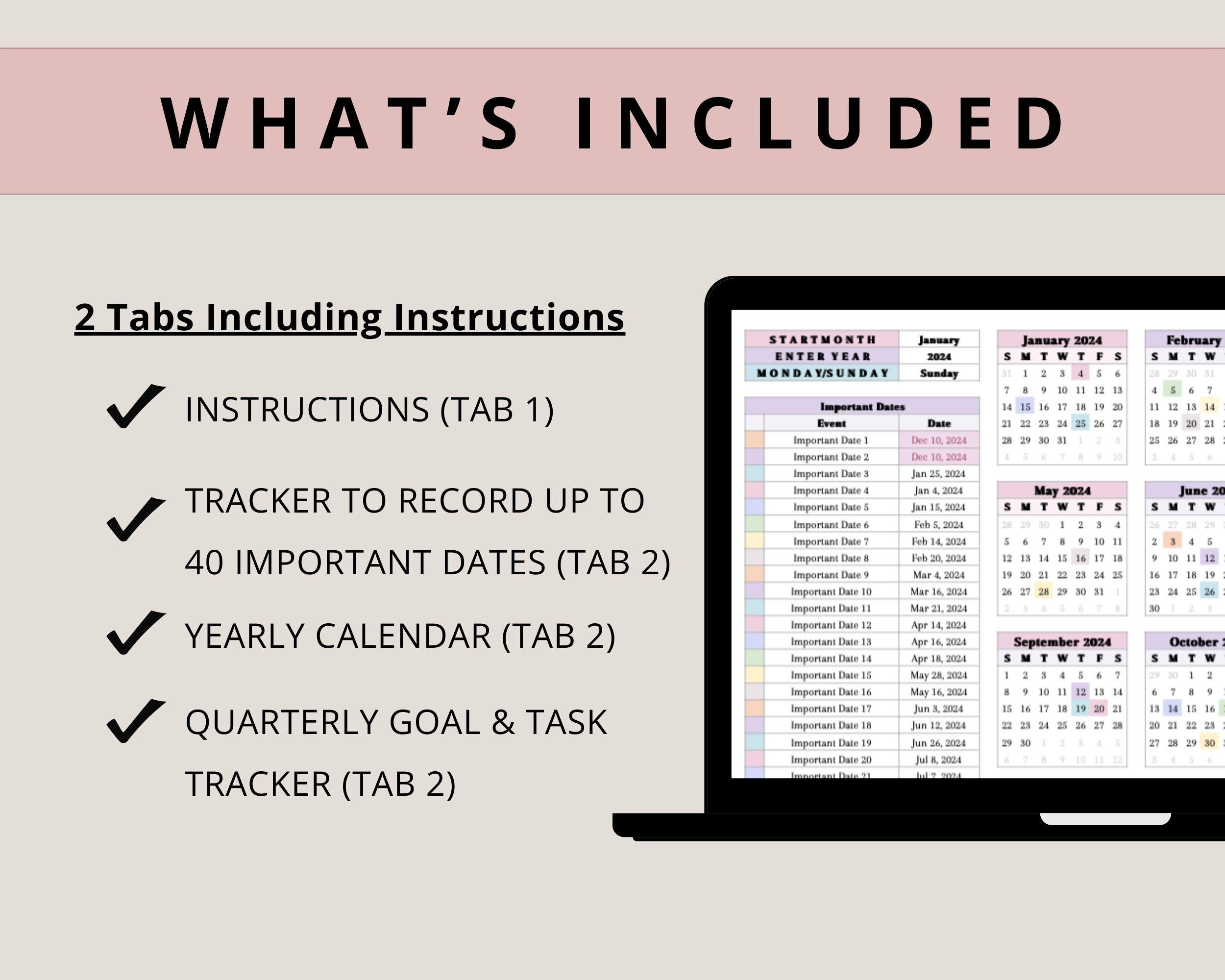 Yearly Calendar Spreadsheet Google Sheets Annual Schedule to Do List ...