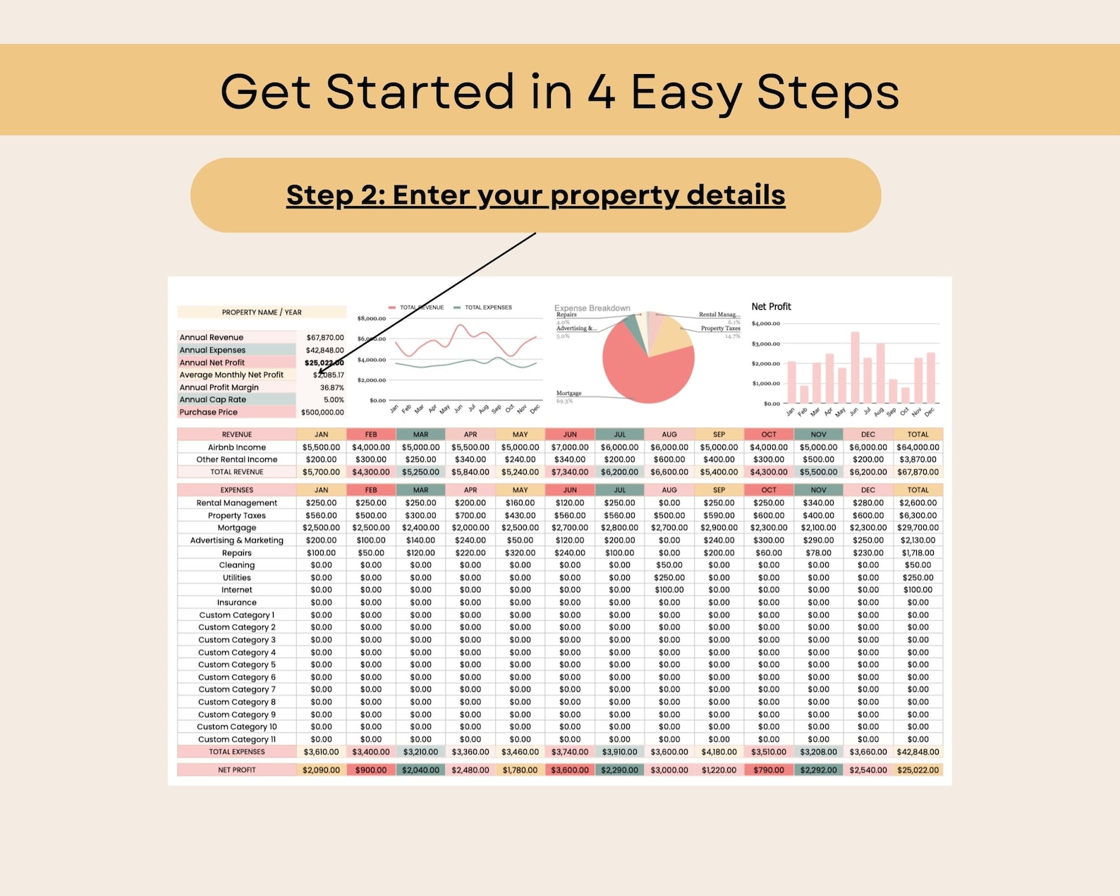 Rental Airbnb Template Google Sheets, Rental Income Tracker, Expense ...
