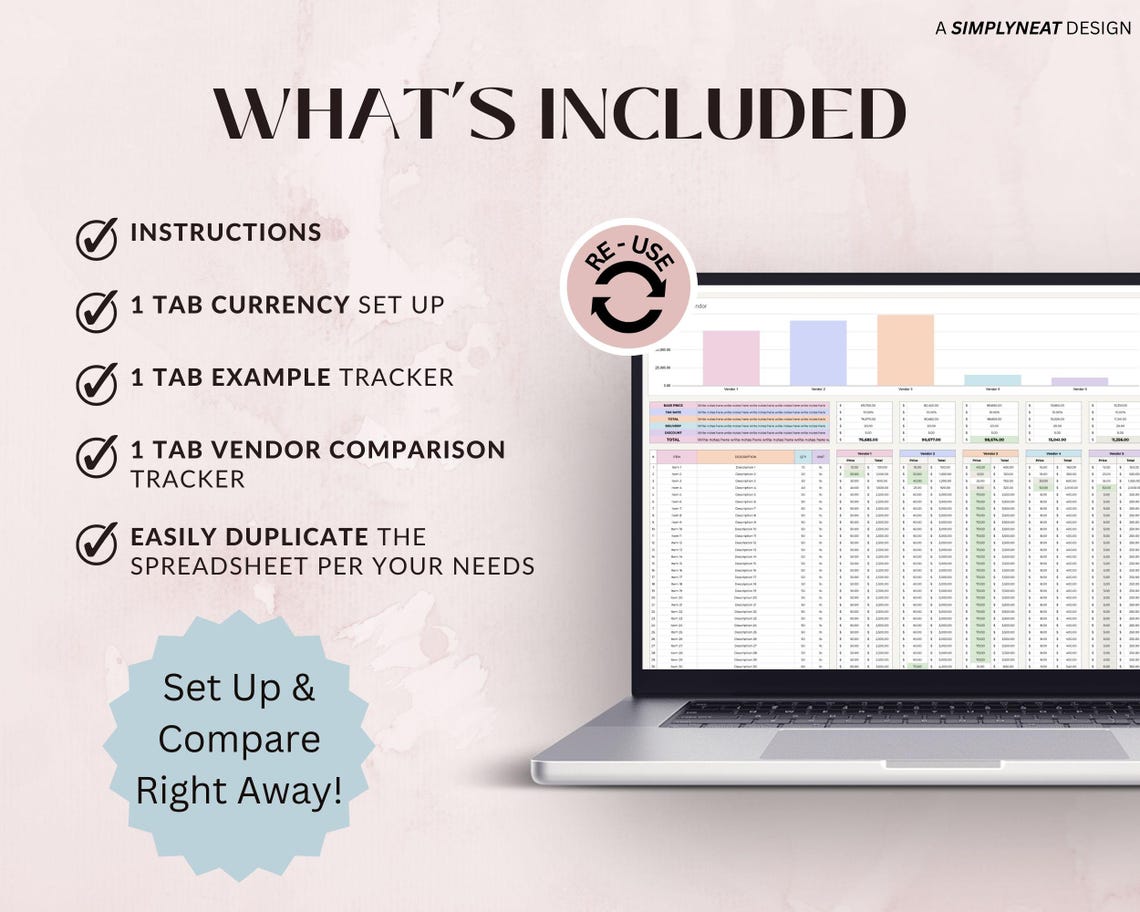 Vendor Comparison Spreadsheet Google Sheets Cost Analysis Tool Price ...