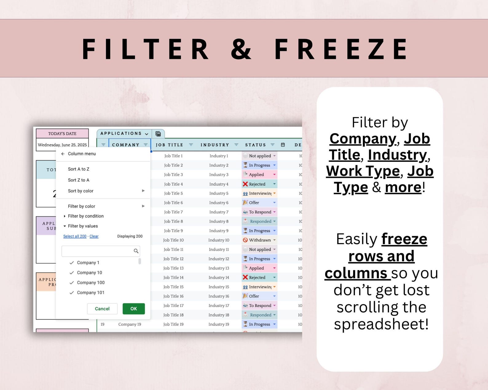 Job Application Tracker Google Sheets Job Planner Interview Job Search ...