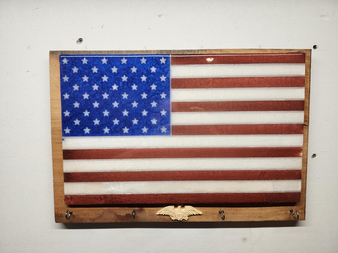 Epoxy Resin American Flag Wall Hanging With Hooks - Etsy