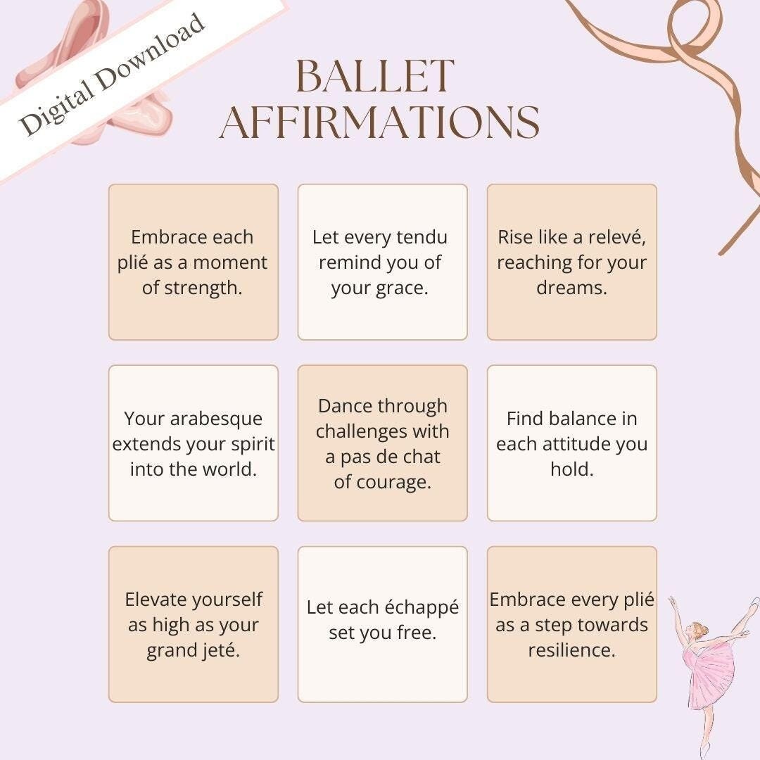 Ballet Affirmation Cards Ballet Cards Affirmations for Dance Cards for ...