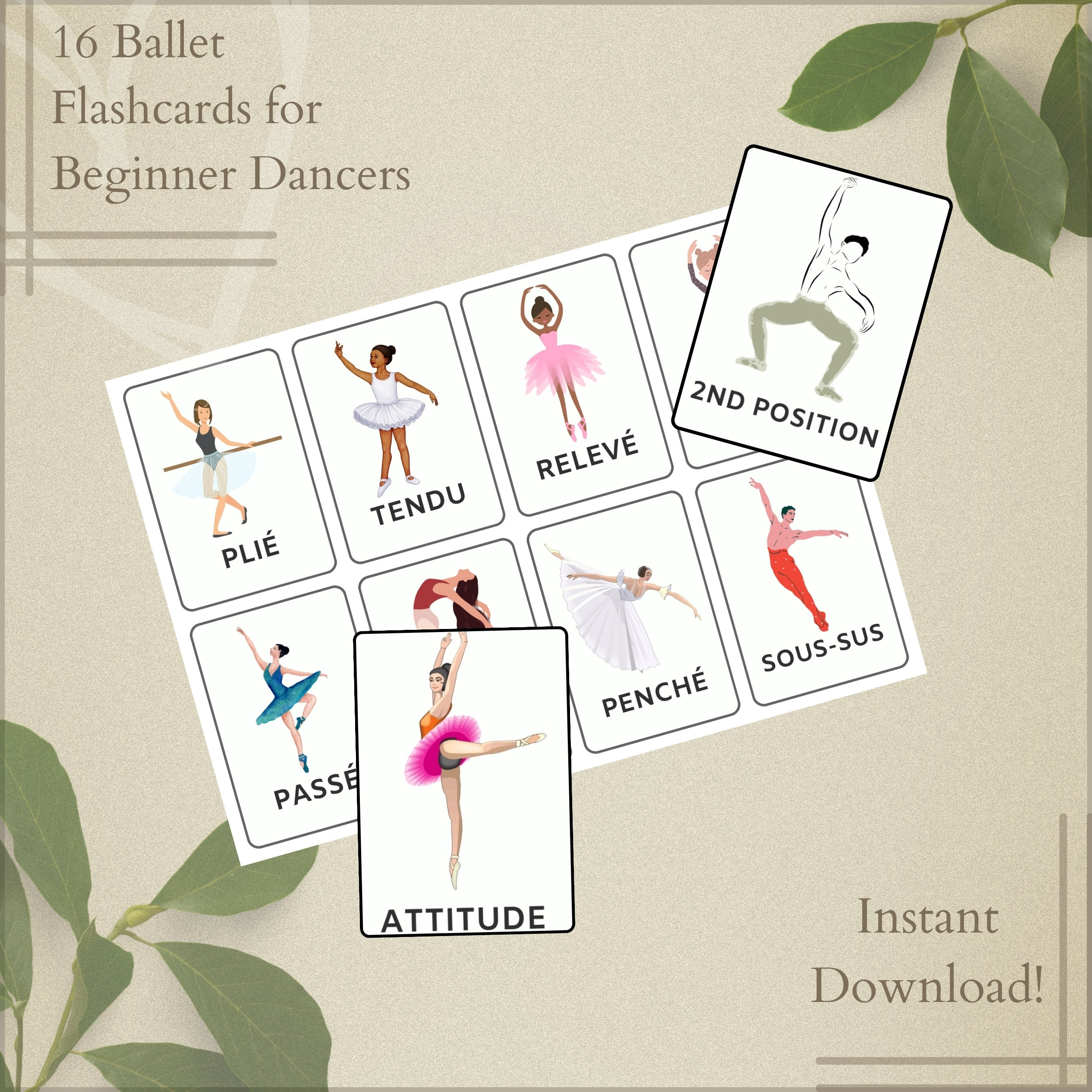Ballet Flashcards for Dancers Printable Flashcards Kids Ballet ...